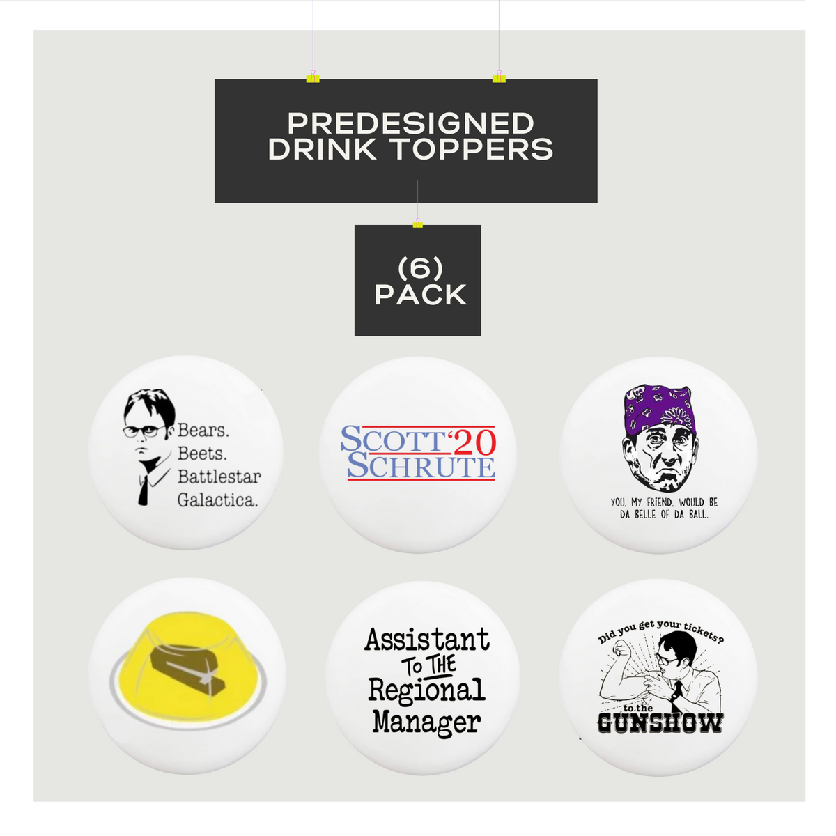 The Office - A pack of (6) Drink Toppers – Cocktail Graffiti